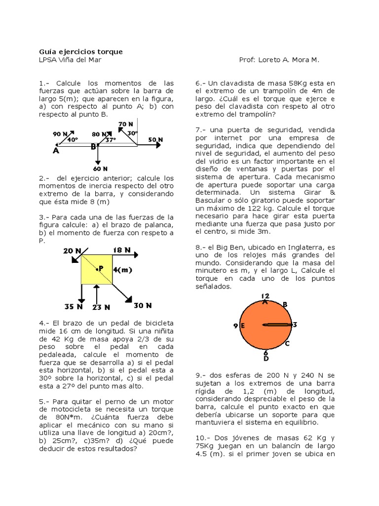 Guia Ejercicios Torque | PDF