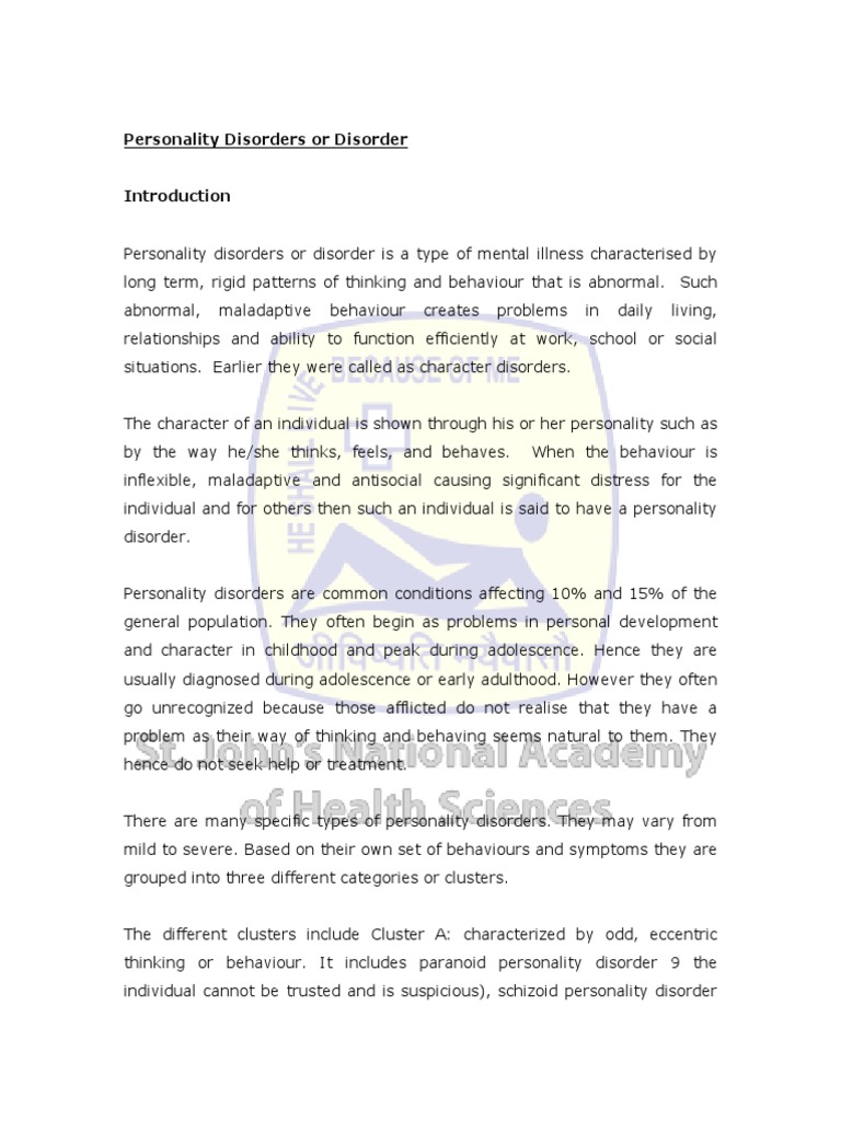 Personality Disorders | PDF