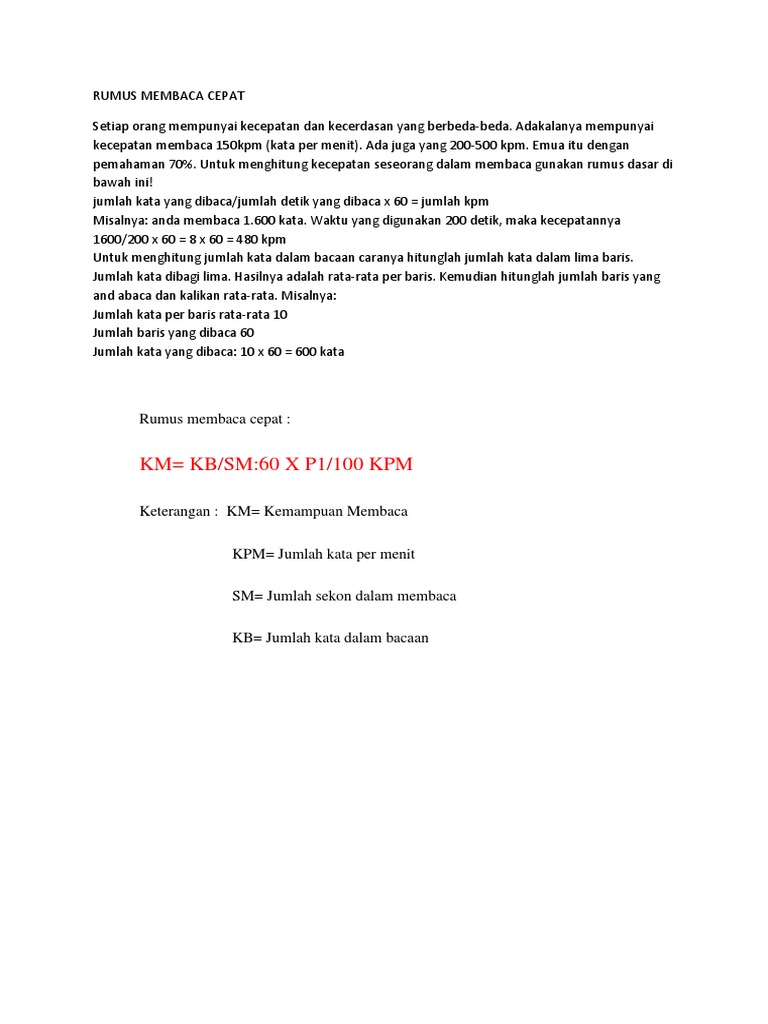 Rumus Membaca Cepat | PDF