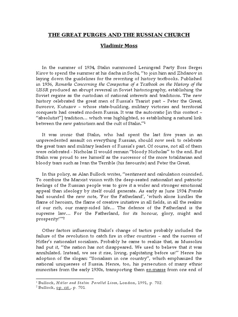 THE GREAT PURGES AND THE RUSSIAN CHURCH - Vladimir Moss | PDF