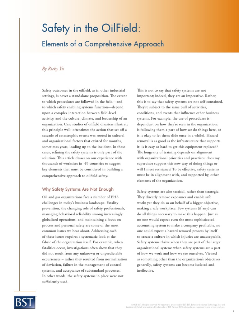 Safety in The Oilfield | PDF