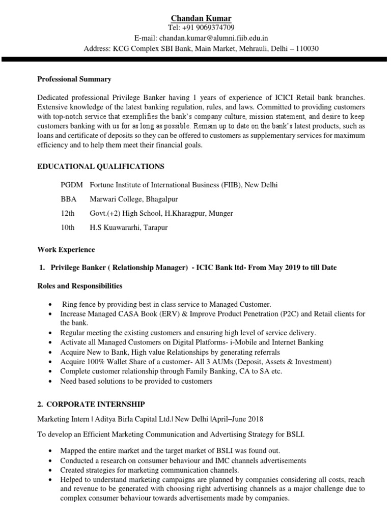 Chandan-Icici CV | PDF