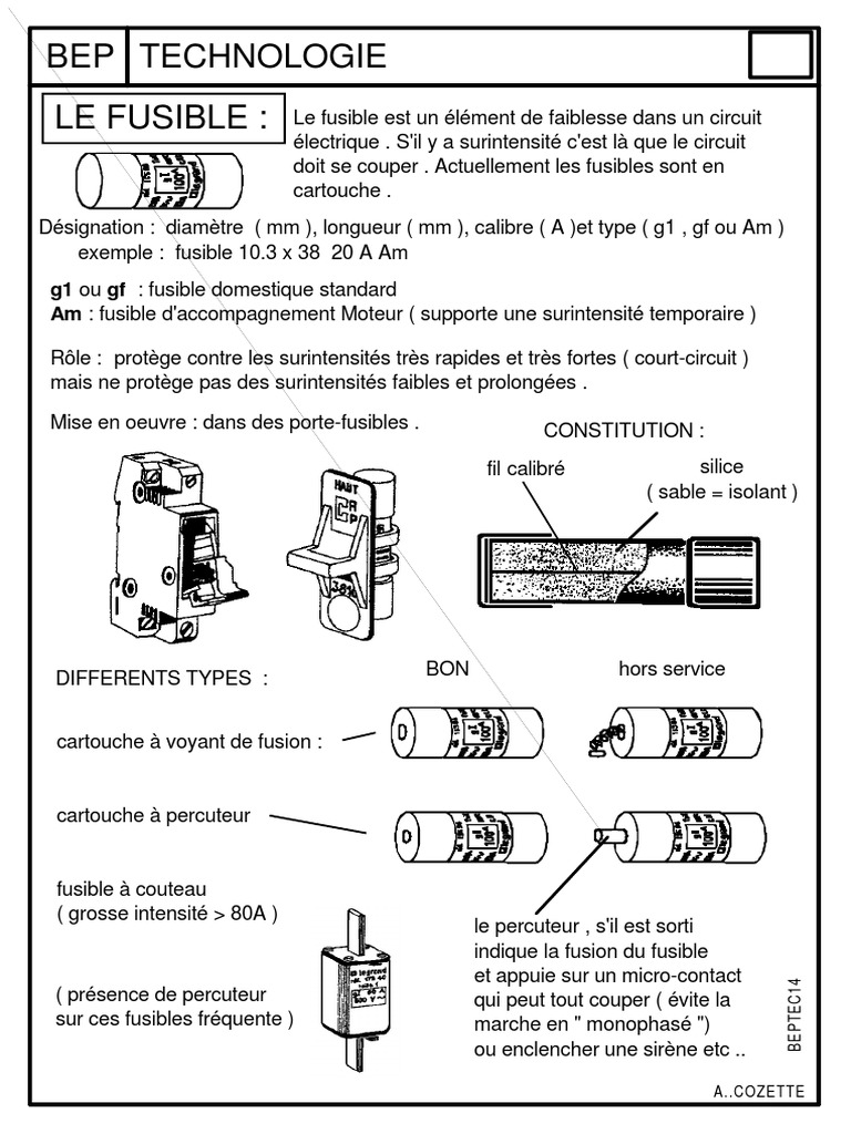 Types de fusibles et leur fonctionnement | PDF