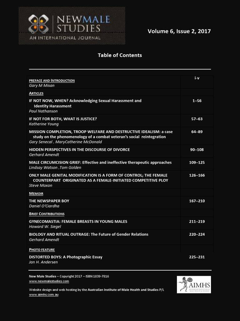 New Male Studies 6 v. 2 | PDF | Social Science