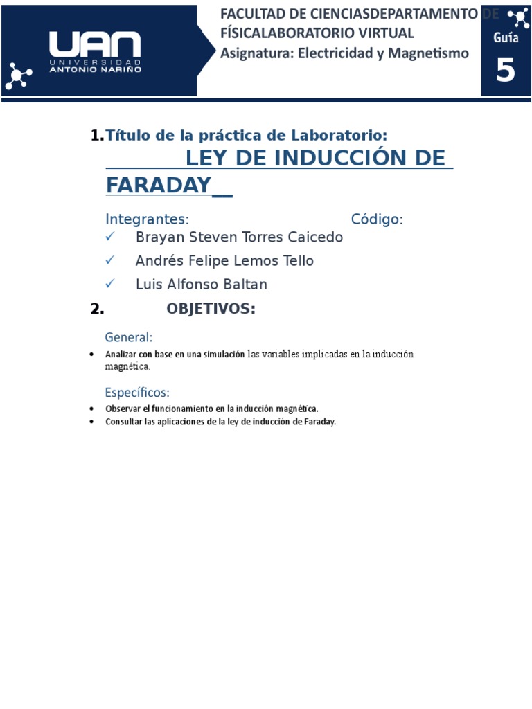Ley de Faraday: Práctica de Laboratorio | PDF | Ciencia y matemáticas