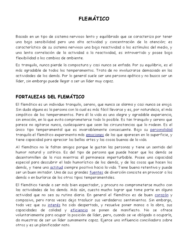 Temperamento Flemático | PDF