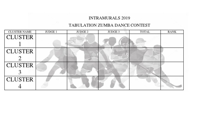Tabulation Zumba Dance Contest | PDF
