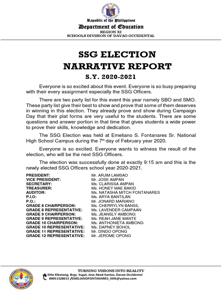 SSG Election Narrative Report New Format | PDF