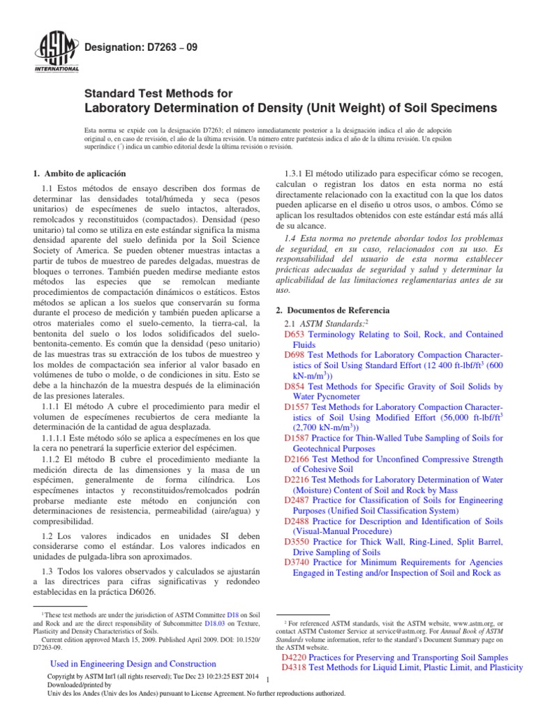 ASTM-D7263 (Español) | PDF