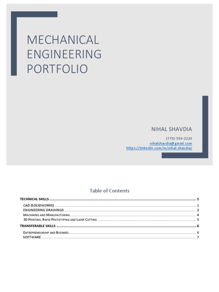 Mechanical Engineering Portfolio Overview | PDF | Art | Technology ...