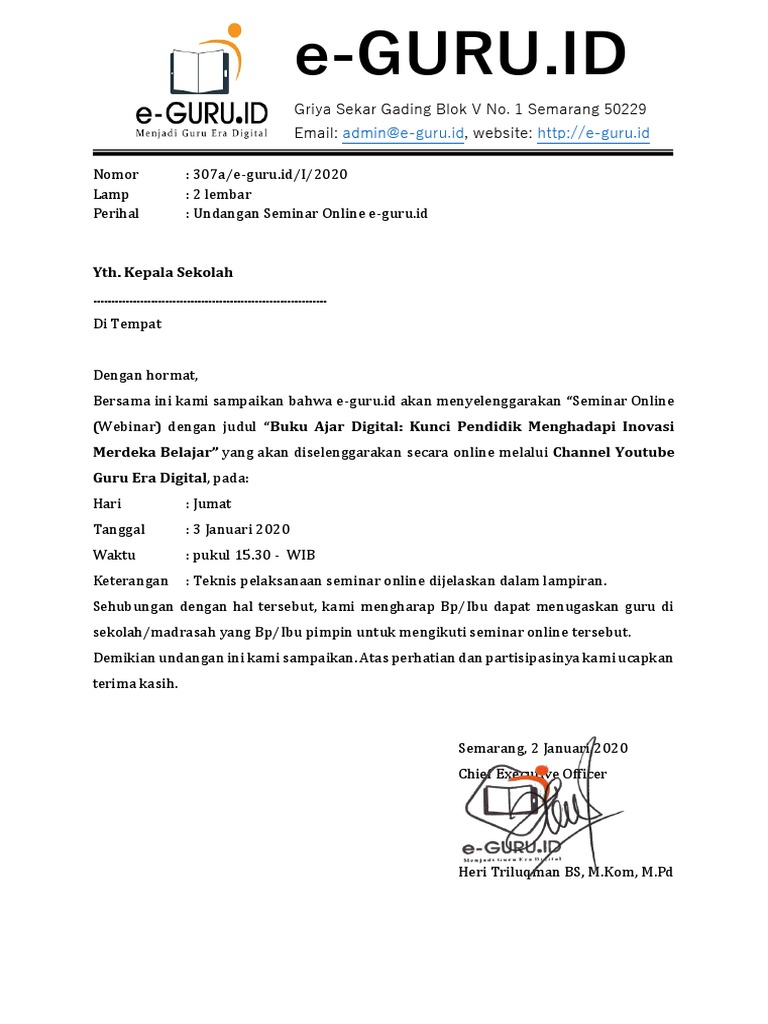 Contoh Undangan Seminar Online | PDF