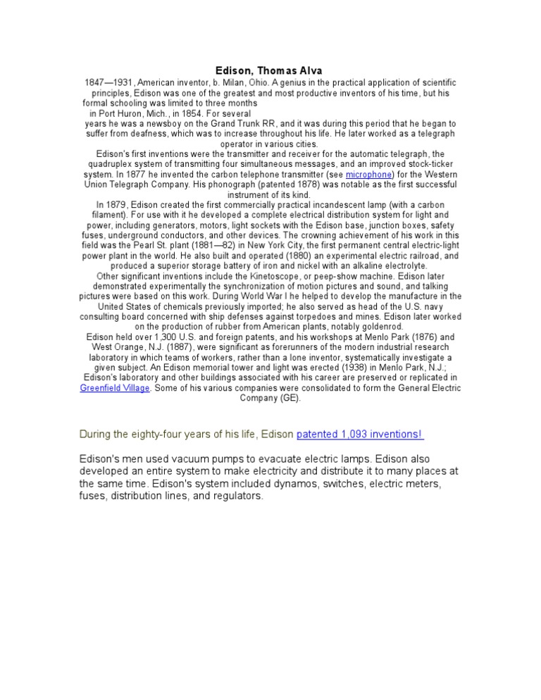 Edison | PDF | Thomas Edison | Electricity