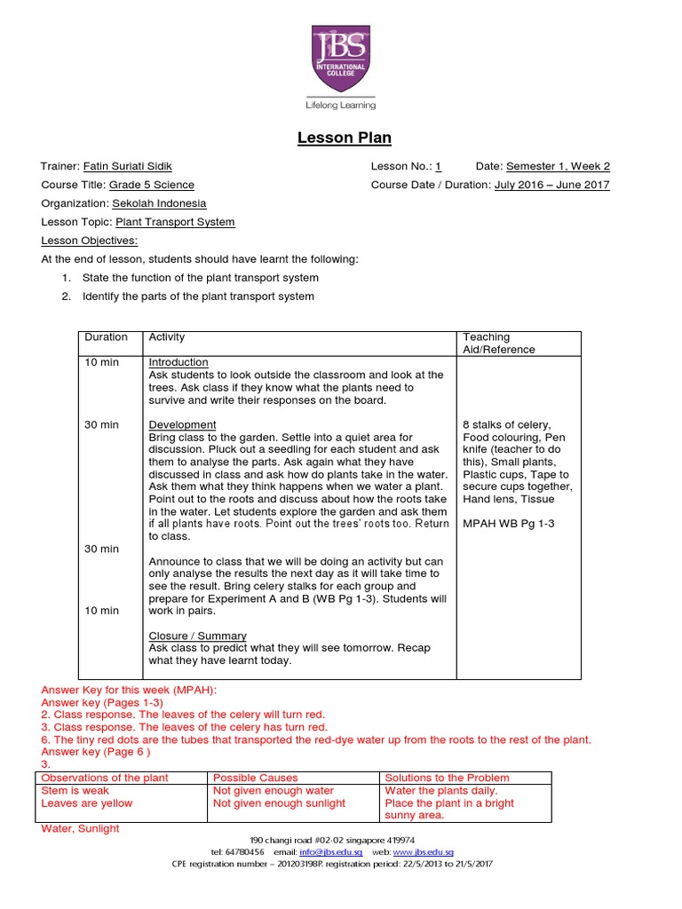 SIS Lesson Plan Sample - Science | PDF | Lesson Plan | Flowers