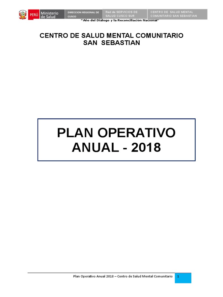 PLAN OPERATIVO CSMC San Sebastian 2018 | PDF | Hospital | Salud mental