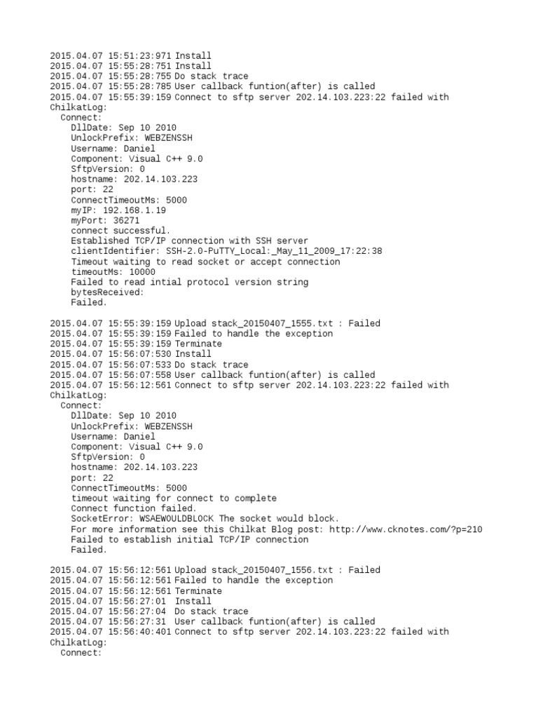 Crash Log | PDF | Port (Computer Networking) | Network Socket