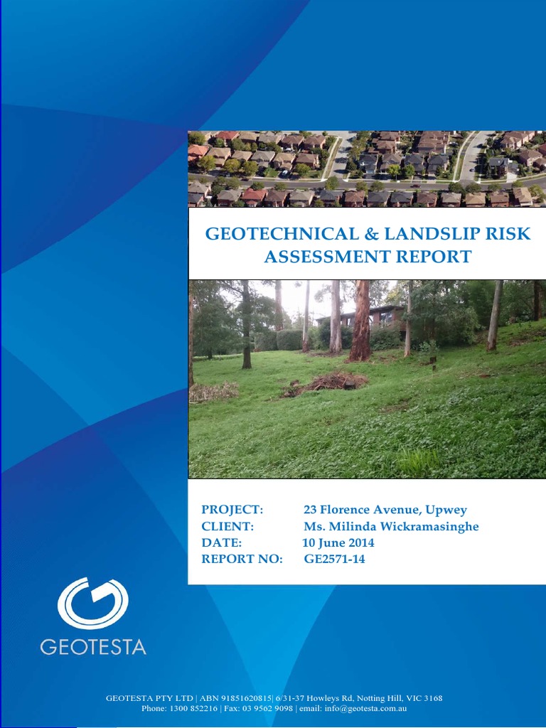 Geotech Report-Landslide PDF | PDF | Landslide | Geotechnical Engineering Geotech Report-Landslide PDF | PDF | Landslide | Geotechnical Engineering