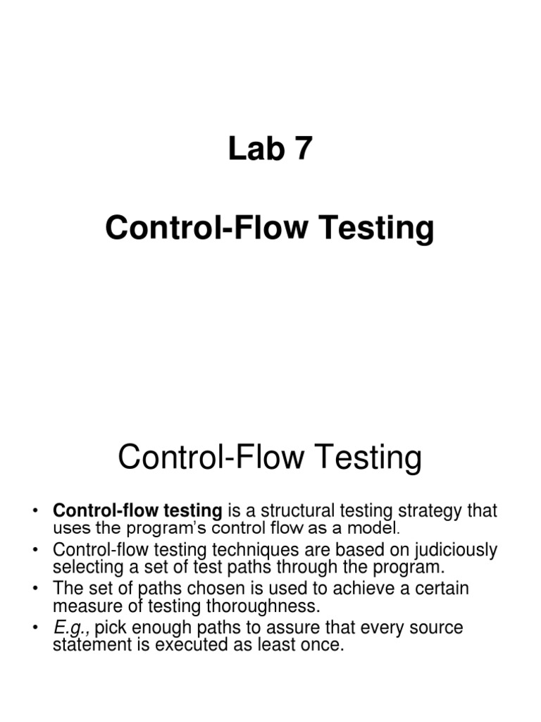 Lab 3 Control Flow Testing Pdf Control Flow Computer Program