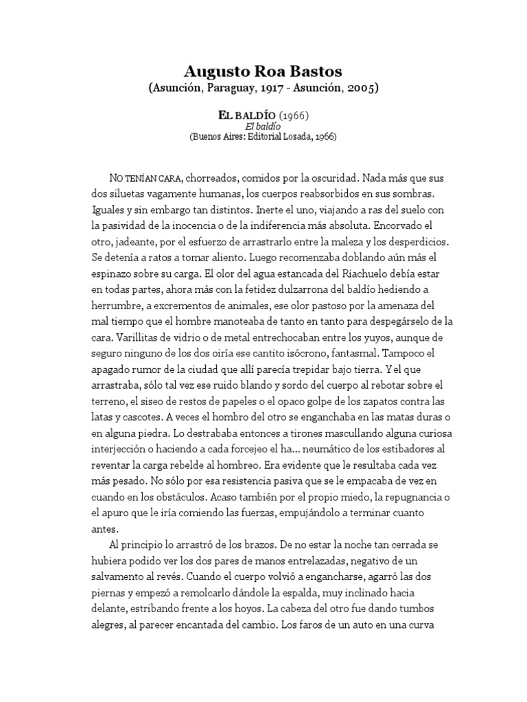Augusto Roa Bastos El Baldio | PDF | Naturaleza