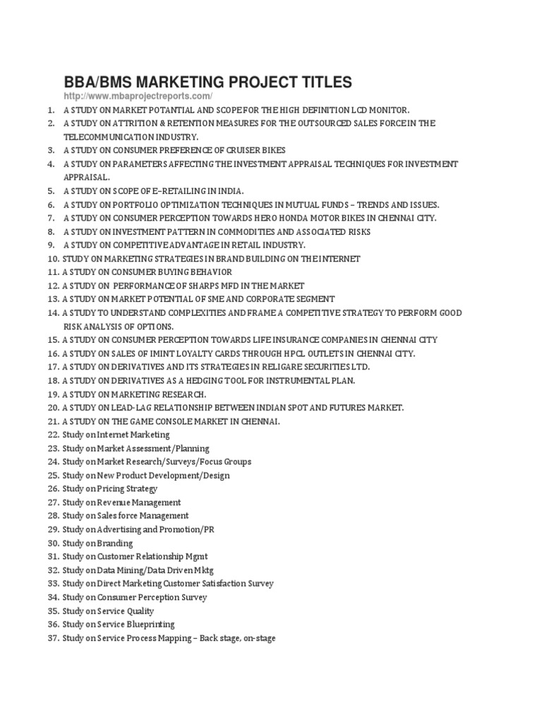 BBA Project Titles | PDF | Consumer Behaviour | Brand