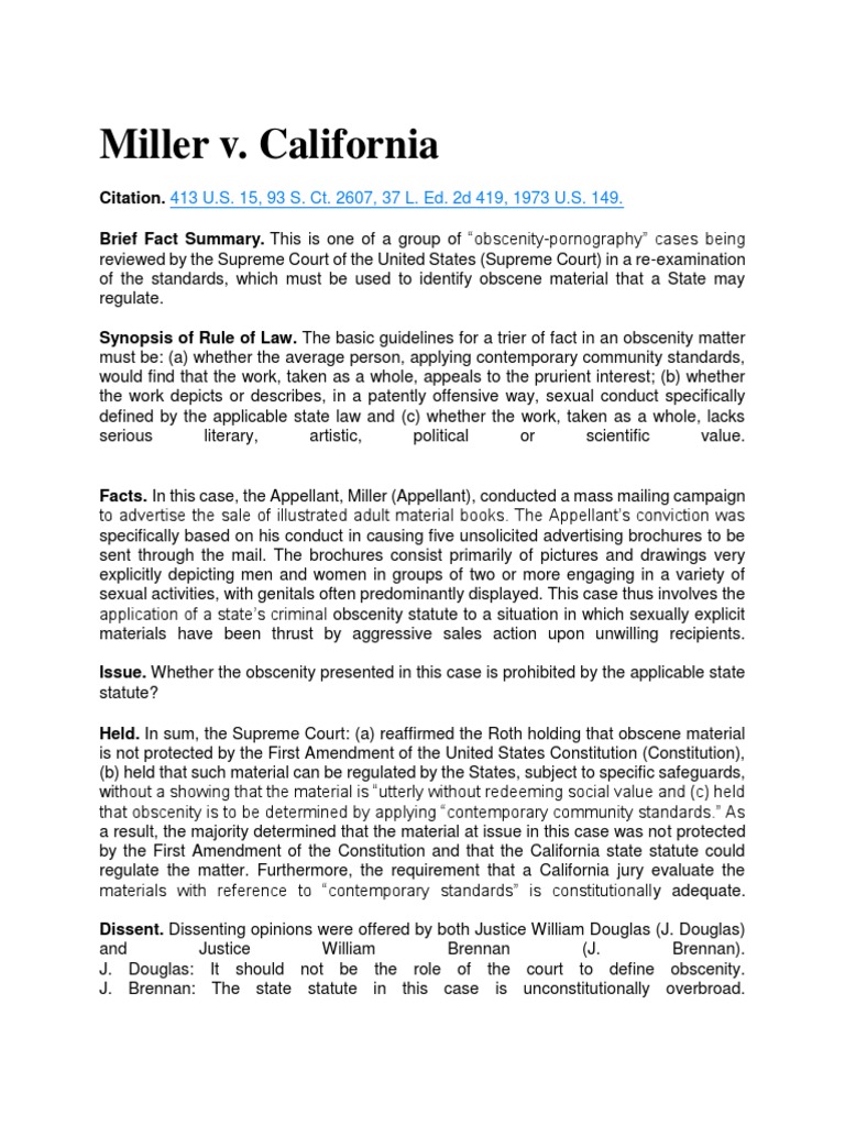 Miller v. California | PDF | Miller V. California | Federal Government ...