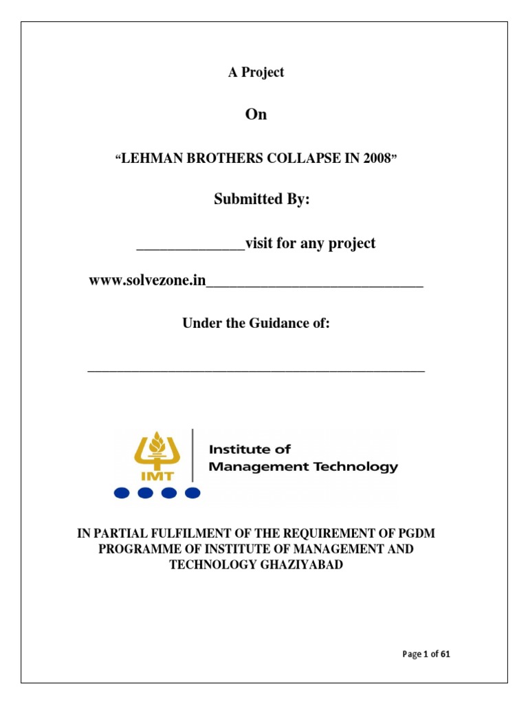 Lehman Brothers Collapse in 2008 | PDF | Collateralized Debt Obligation | Bear Stearns