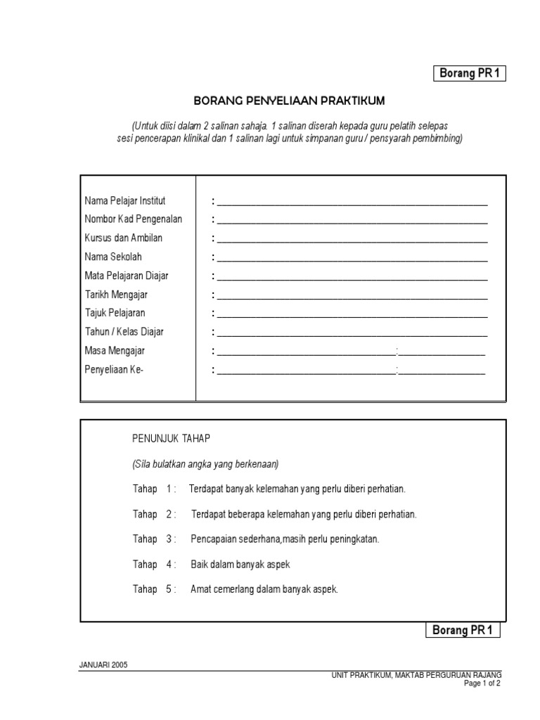 Borang PR 1 | PDF | Karier & Perkembangan | Seni