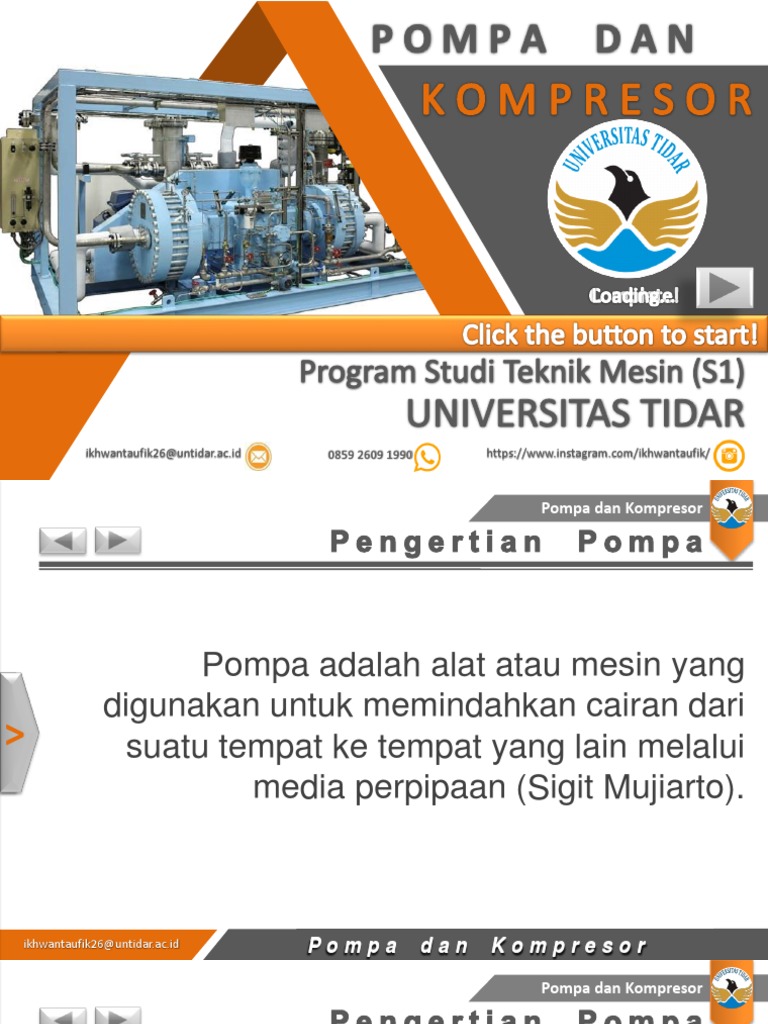 Definisi Dan Prinsip Dasar Pompa & Kompresor Matkul Pompa Dan Kompresor by Ikhwan Taufik | PDF