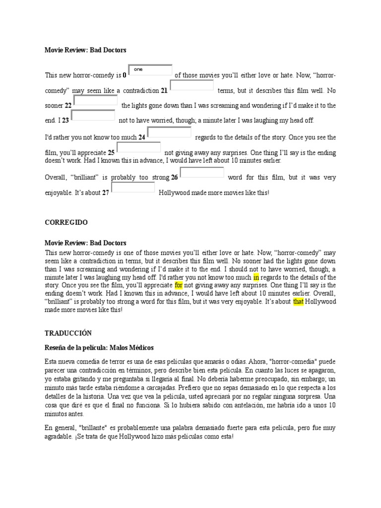 EJERCICIO COMPLETAR RESEÑA PELÍCULA