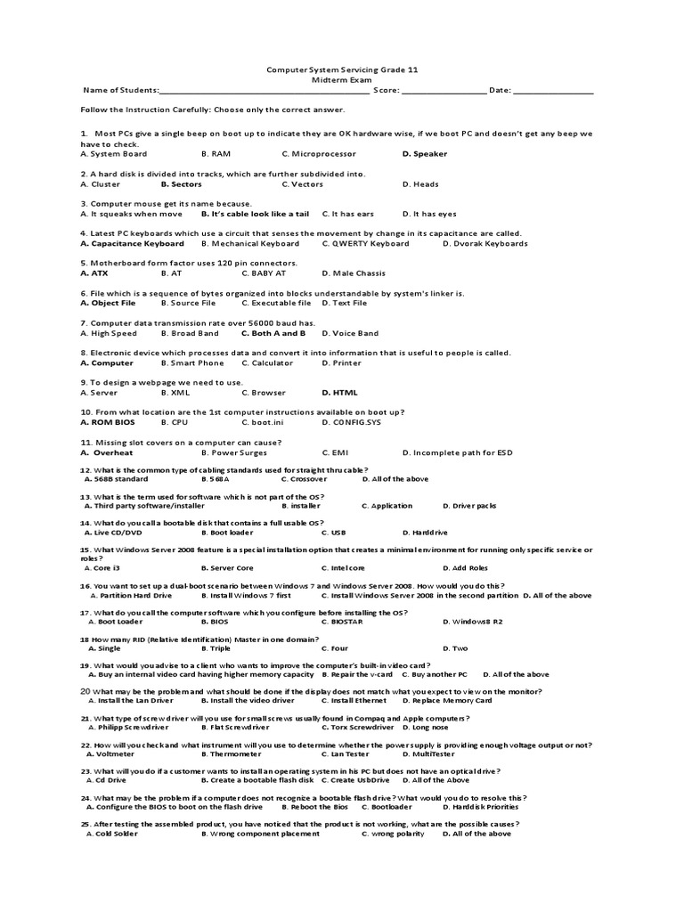 CSS Grade 11 Midterm | PDF | Booting | Personal Computers