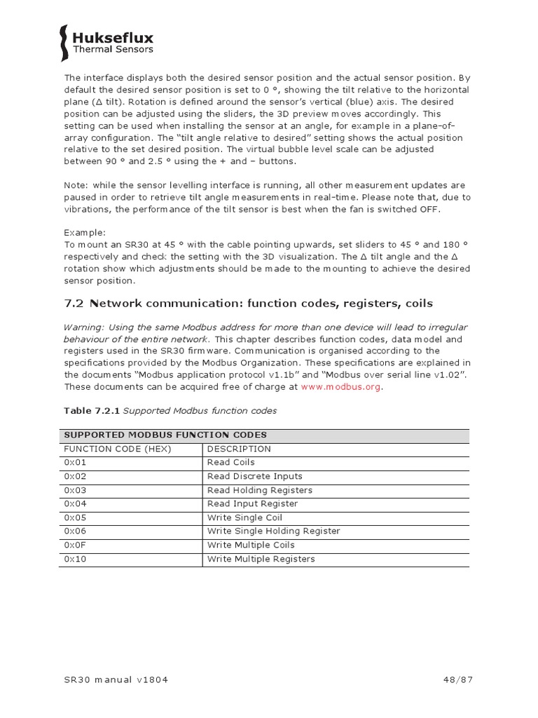 SR30 - Modbus Map | Download Free PDF | Sensor | Electrical Engineering