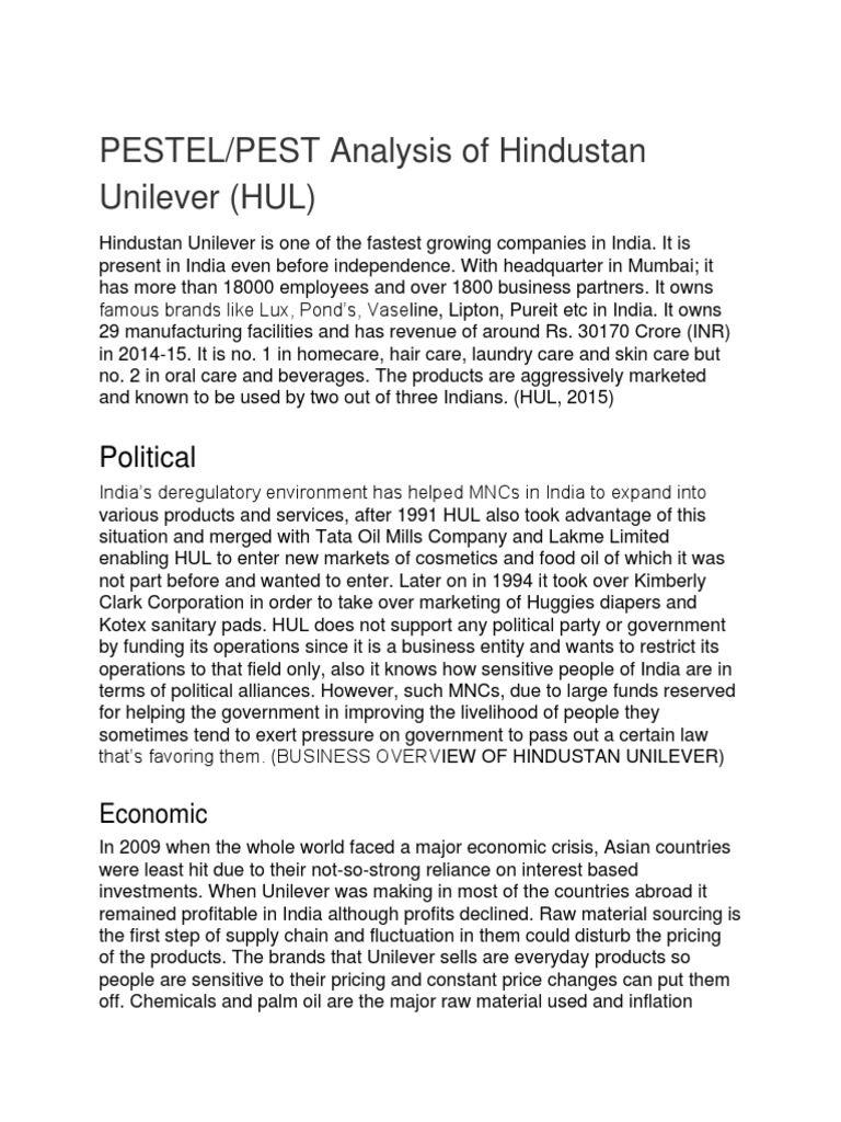 HUL (Pestel) | PDF | Unilever | Brand