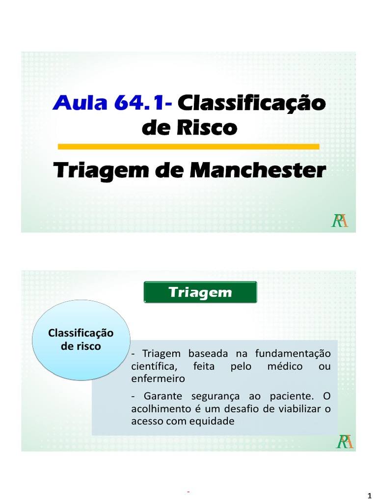 Classificação de Risco e Triagem de Manchester | PDF | Enfermagem | Dor