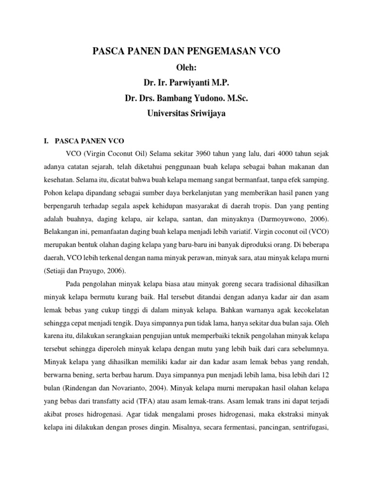 Pasca Panen Dan Pengemasan Vco | PDF