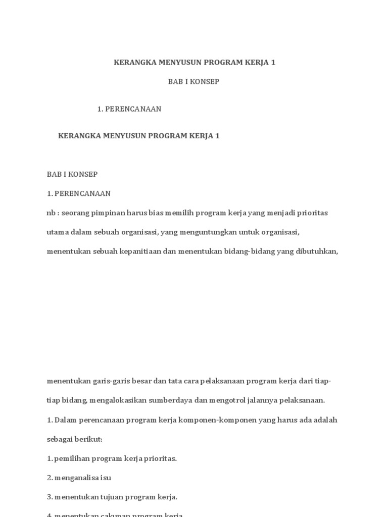 Kerangka Menyusun Program Kerja 1 Organisasi | PDF