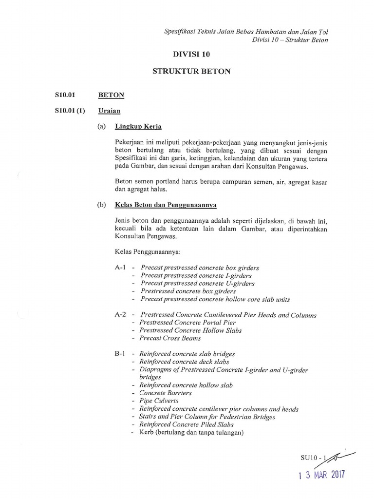 Spek Teknis JBH - JT - E.2017 - Div.10 PDF | PDF