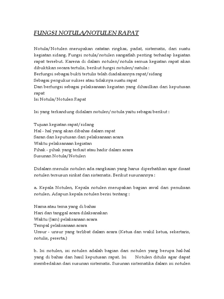 Fungsi dan Susunan Notulen Rapat | PDF | Seni