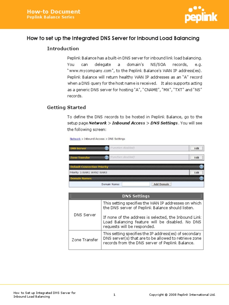 How To Set Up The Integrated DNS Server For Inbound Load Balancing | PDF | Domain Name System ...
