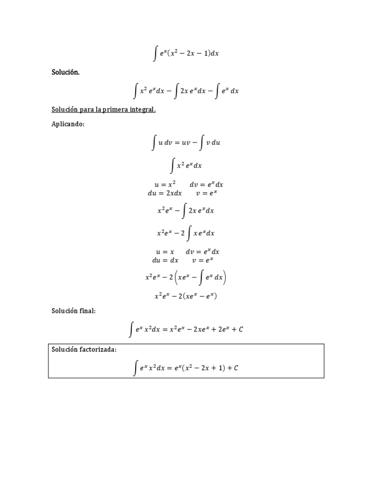 Integración Por Partes | PDF | Integral | Ecuaciones