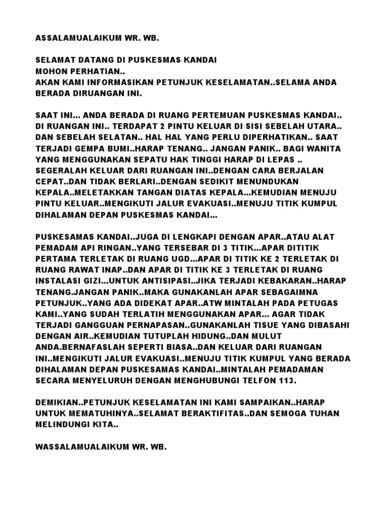 Teks Safety Briefing | PDF