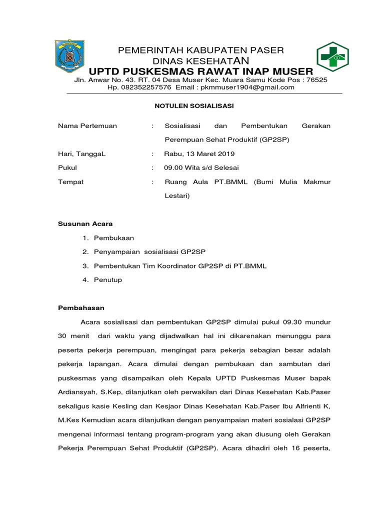 Notulensi GP2SP | PDF