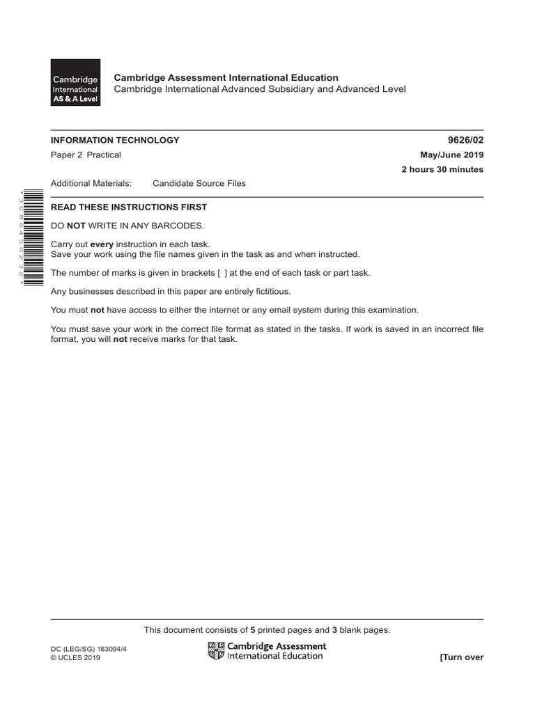 9626 s19 QP 2 | PDF | File Format | Comma Separated Values