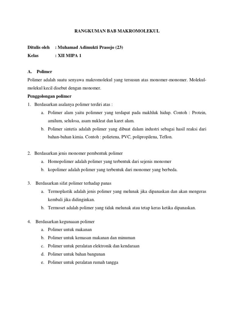 Rangkuman Makromolekul | PDF