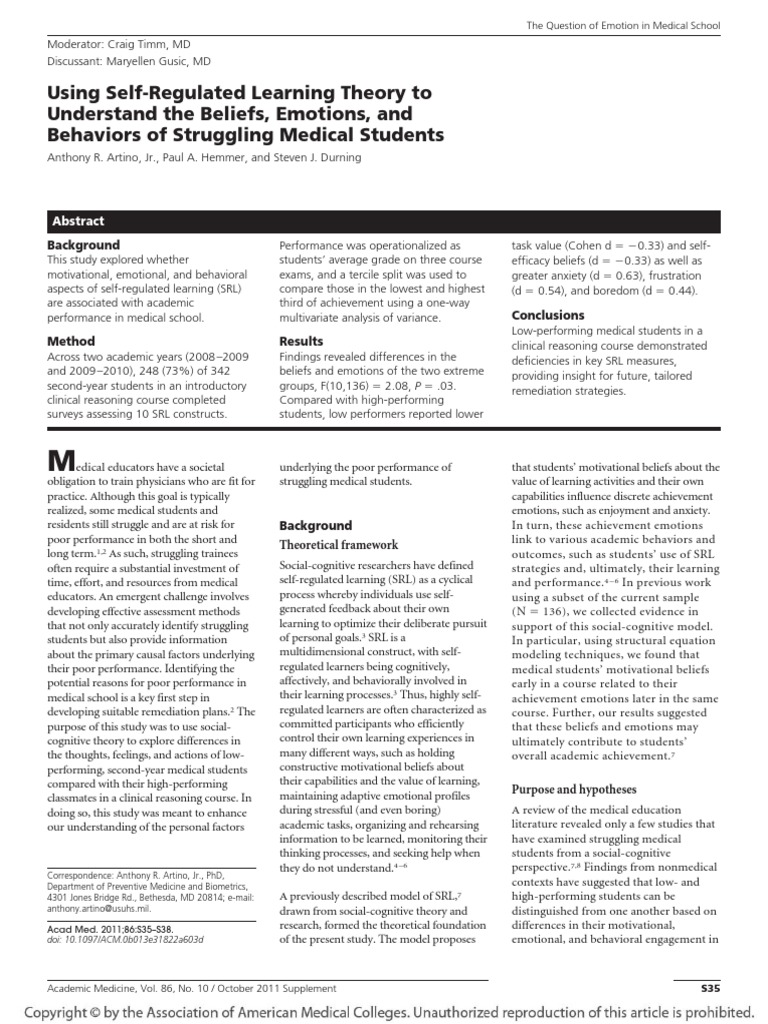 Using Self Regulated Learning Theory To Understand.9 PDF | PDF
