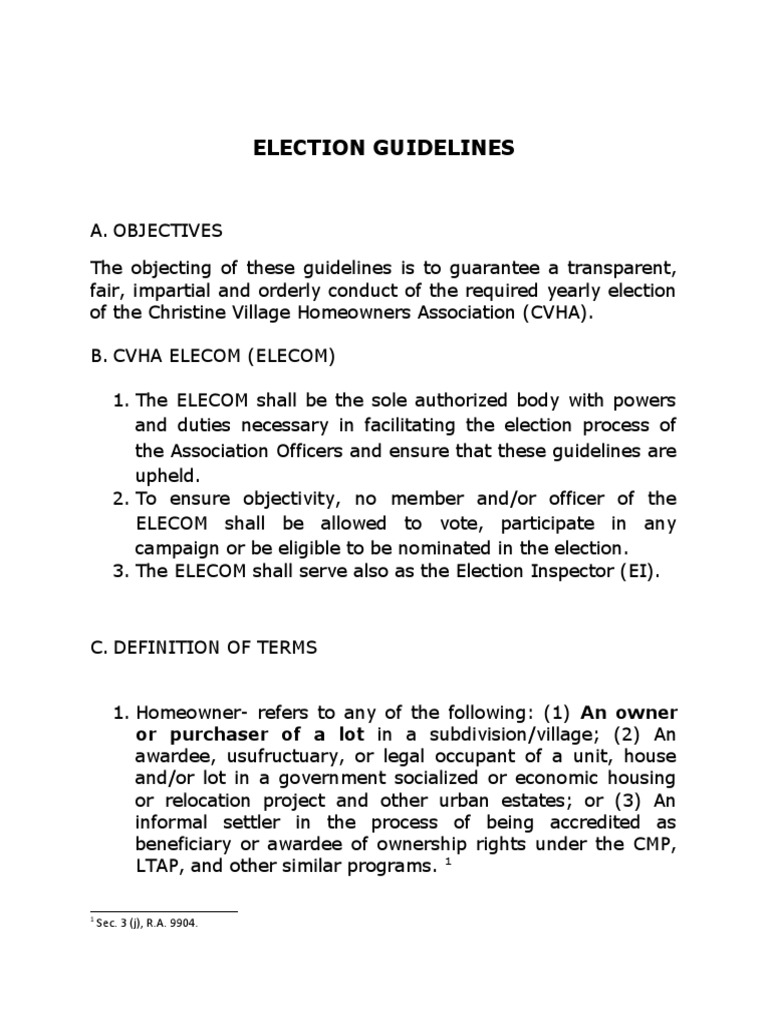 Homeowners Association Election Guidelines | PDF | Lease | Justice