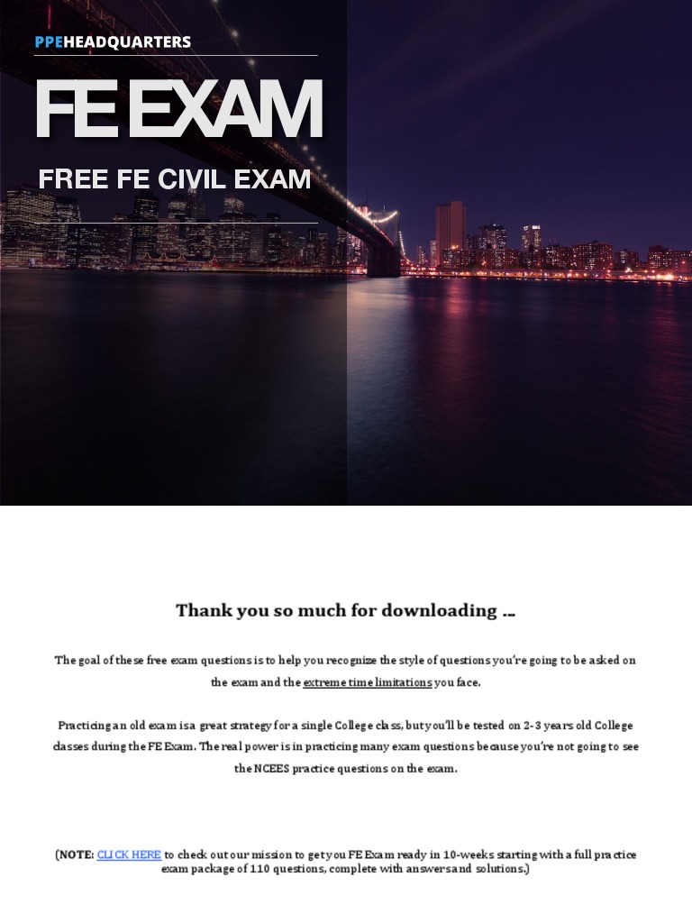 Fe Civil Exam - Updated Practice Exam | PDF | Mean | Variance