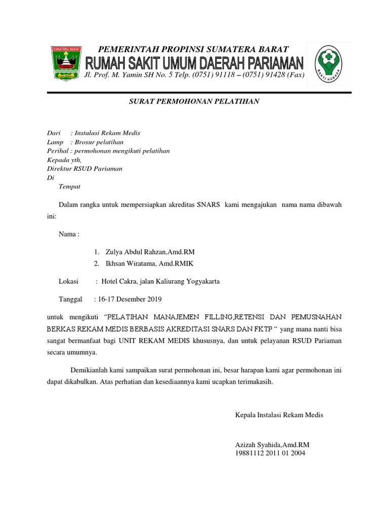 Surat Permohonan Pelatihan | PDF