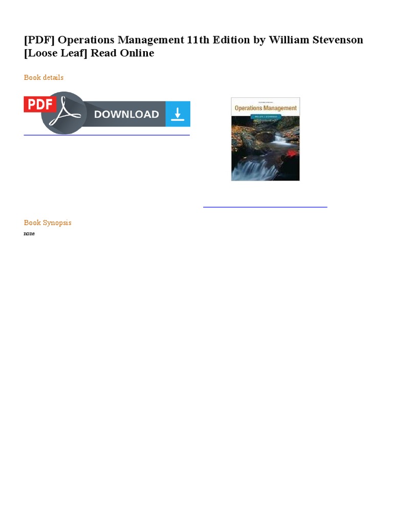 Edoc - Tips - PDF Operations Management 11th Edition by William ...