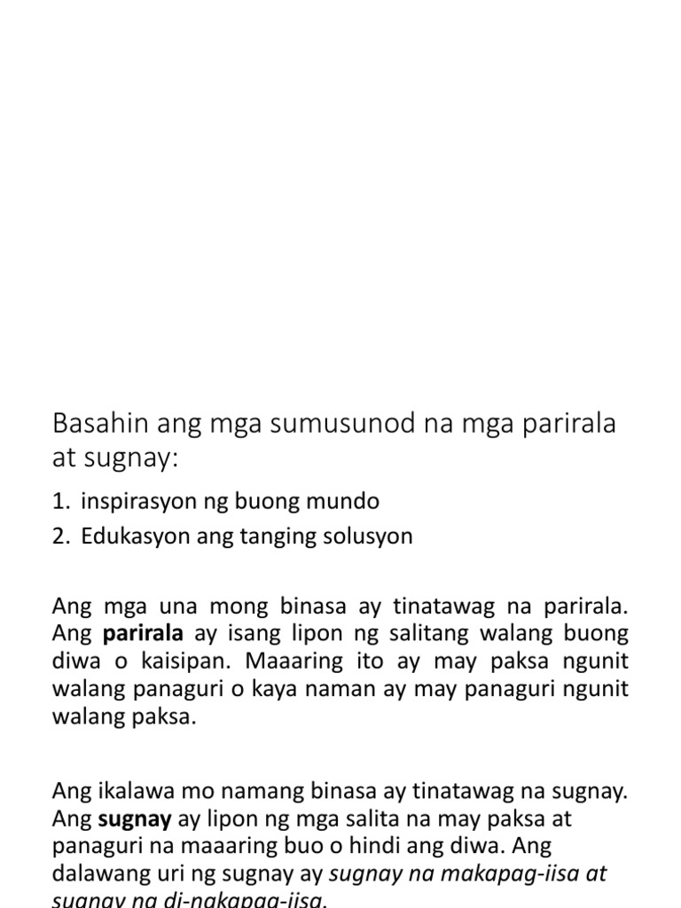 Parirala at Sugnay | PDF