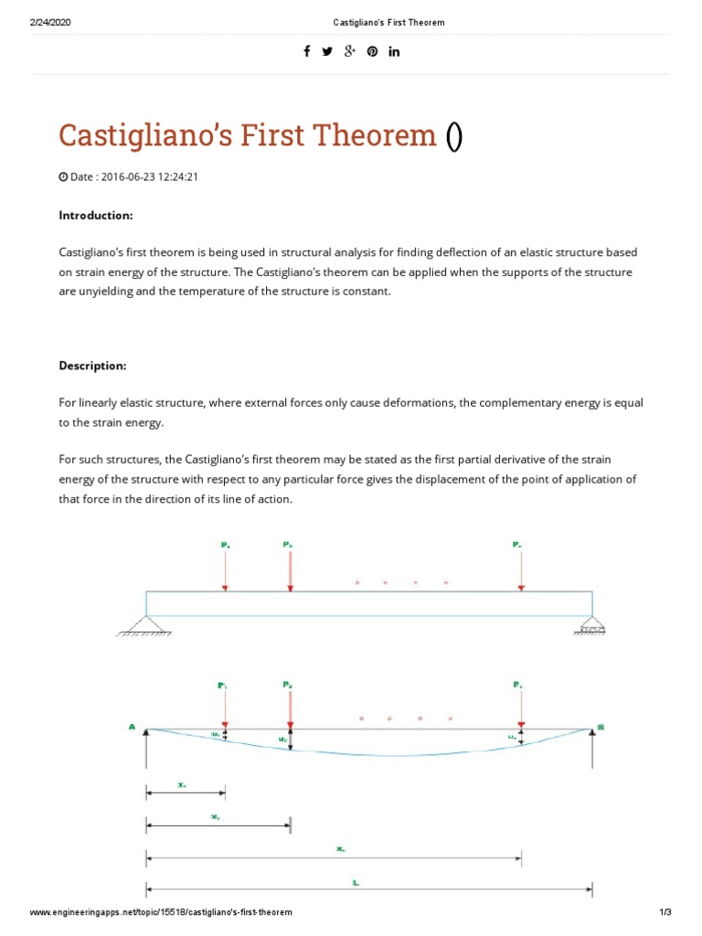 Castigliano's First Theorem | PDF