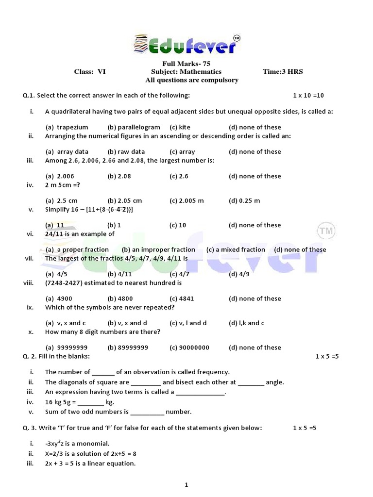 Cbse Class 6 Math | PDF | Equations | Fraction (Mathematics)